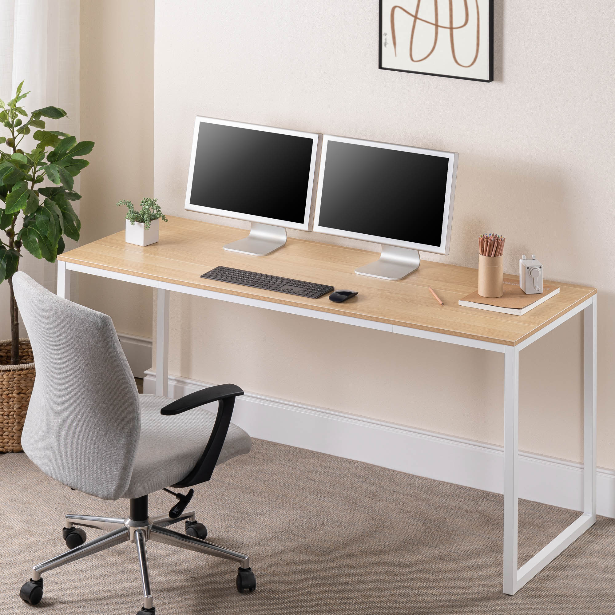 Jennifer 160cm Office Desk, Natural Finish - by Zinus