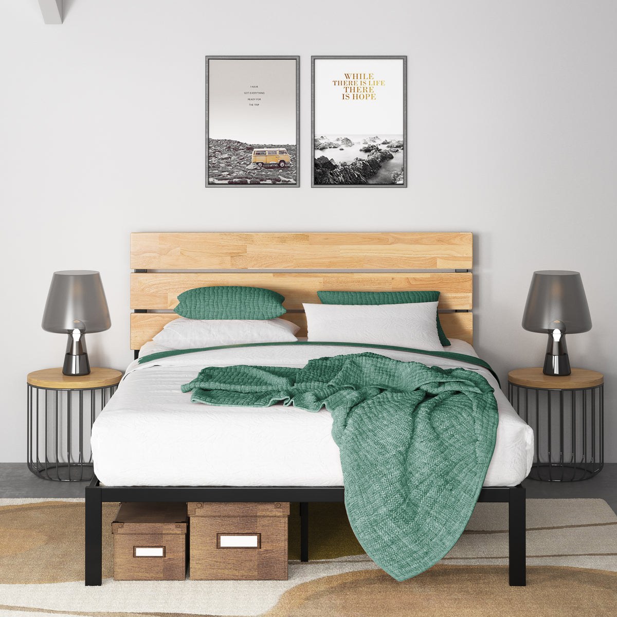 Robin White Wood Bed Frame, Timeless Support - by Zinus